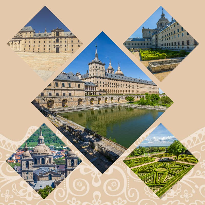 Collage of Ancient Monastery in Spain, Europe. Stock Photo - Image of ...