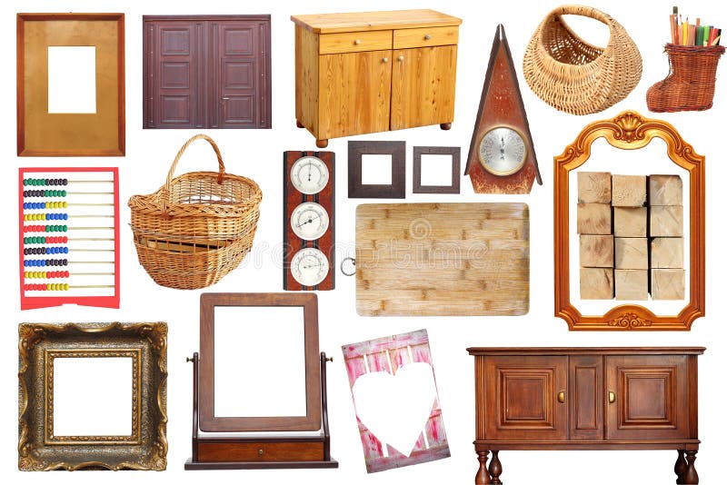 Collage With Antique Wood Objects Stock Photo - Image of design ...
