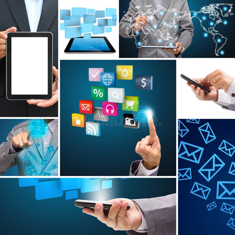 Collage of Application Connection in the Global Social Networks Stock ...