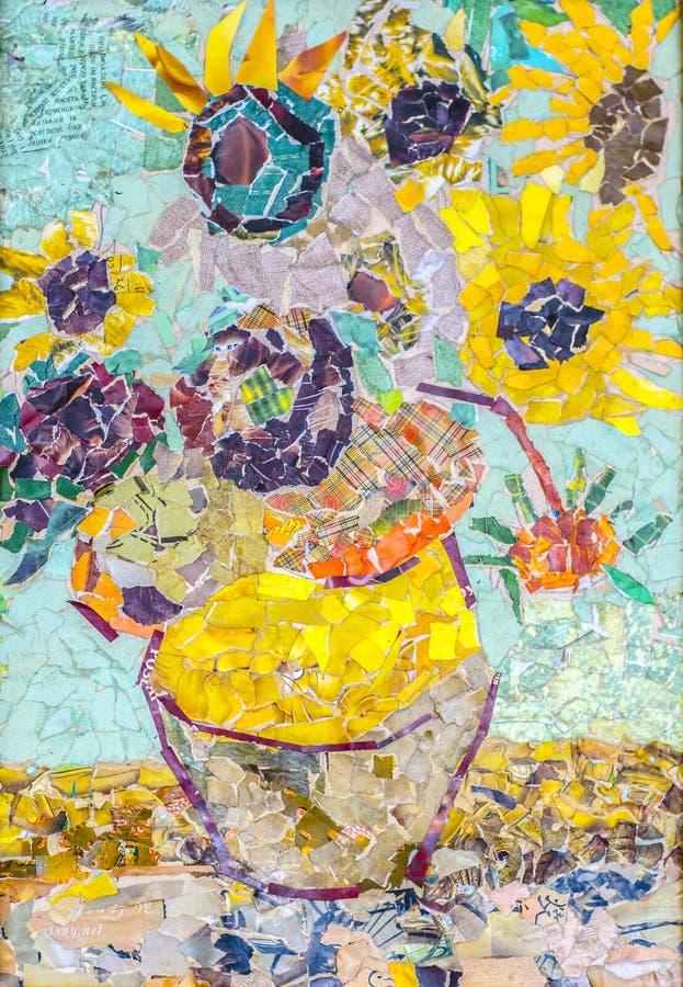 The Collage is an Application from a Picturesque Paper.Impressionism ...