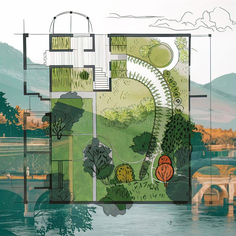 Collage of an Architectural Bureau, Minimalist House and Garden Plan ...