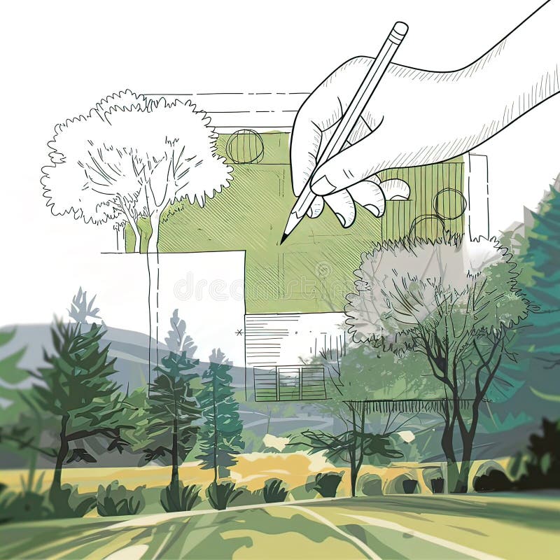 Collage of an Architectural Bureau, Minimalist House and Garden Plan ...