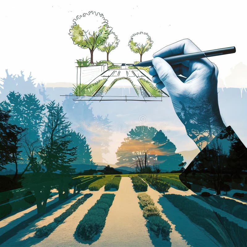 Collage of an Architectural Bureau, Minimalist House and Garden Plan ...