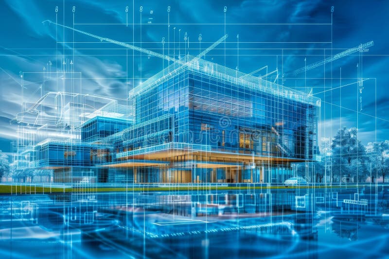 Collage of Architectural Drawings Surrounding a Modern House ...