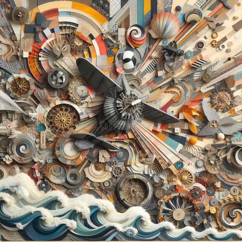 Collage Art a Dynamic and Layered Artwork Assembled from Dife Stock ...