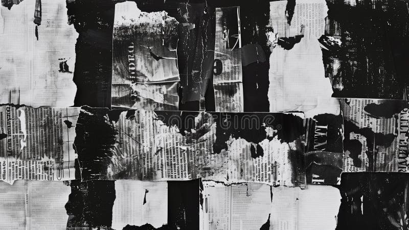 Collage Art Made from Ripped Newspaper, Abstract , Grunge, Paste on ...