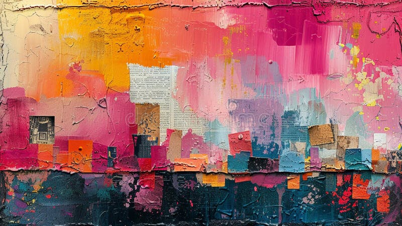 A Collage Art Piece Featuring Abstract Designs and Textures Stock Photo ...