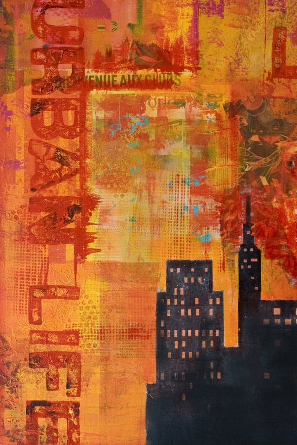 Collage artwork stock illustration. Illustration of acrylic - 5298629