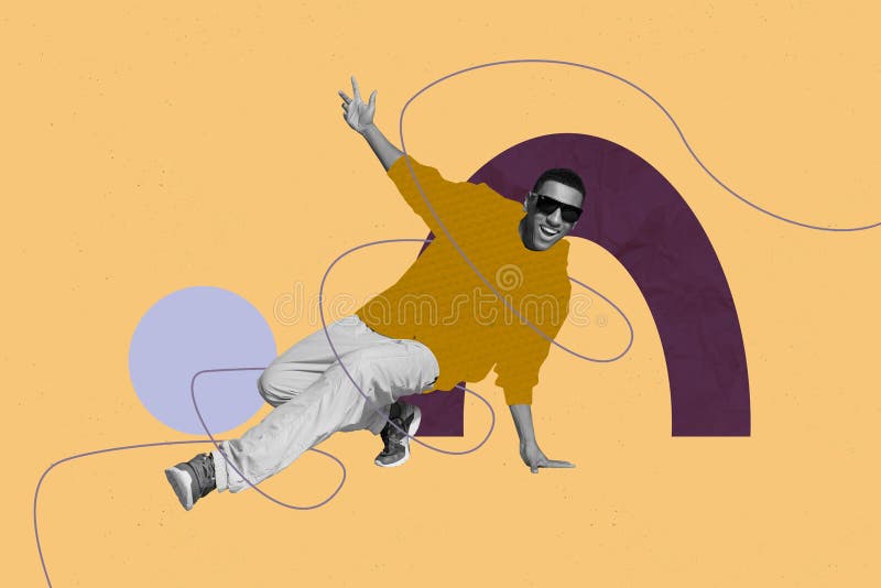 Collage Artwork Graphics Picture of Cool Smiling Guy Having Fun Dancing ...