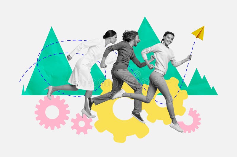 Collage Competition of Two Girls Running Fast Speed Hurry Up Way Timer ...