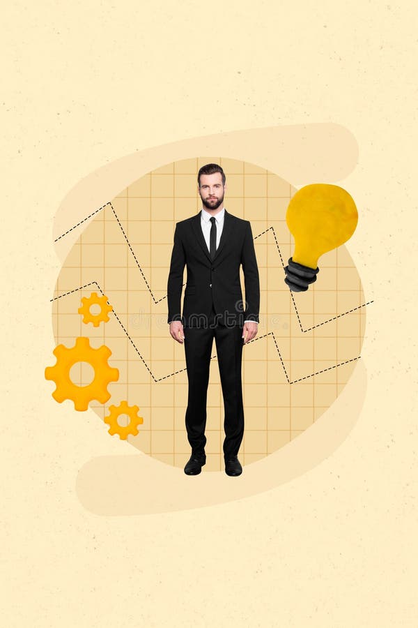 Collage Artwork Sketch Template of Successful Confident Handsome Man ...