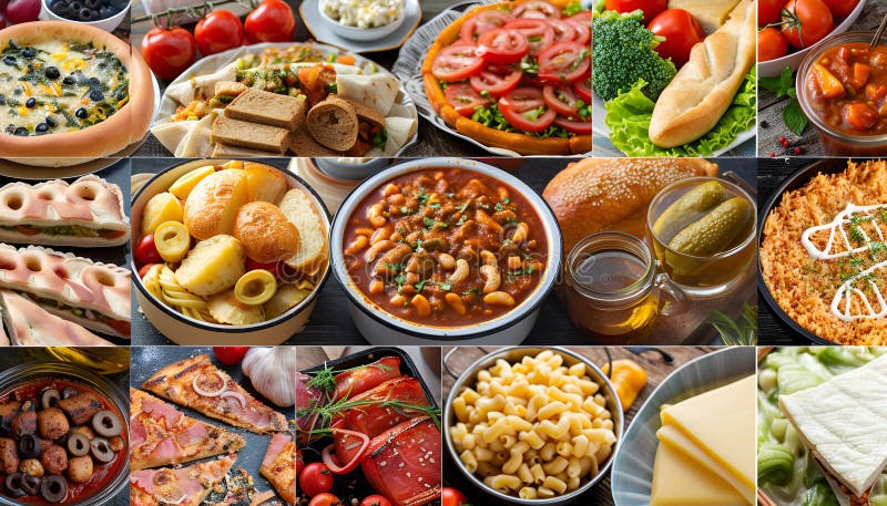 Collage. Assortment of Dishes from Different Countries of the World ...