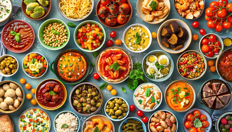 Collage. Assortment of Dishes from Different Countries of the World ...