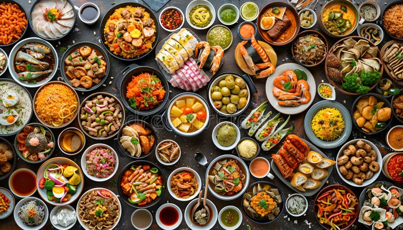 Collage. Assortment of Dishes from Different Countries of the World ...