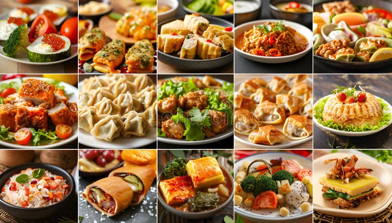 Collage. Assortment of Dishes from Different Countries of the World ...