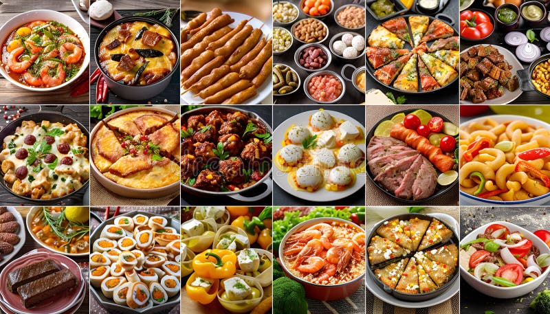 Collage. Assortment of Dishes from Different Countries of the World ...