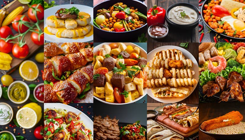 Collage. Assortment of Dishes from Different Countries of the World ...
