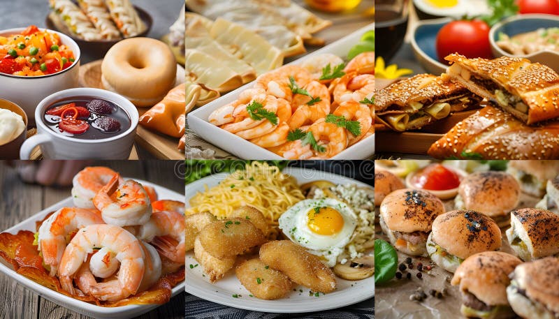 Collage. Assortment of Dishes from Different Countries of the World ...