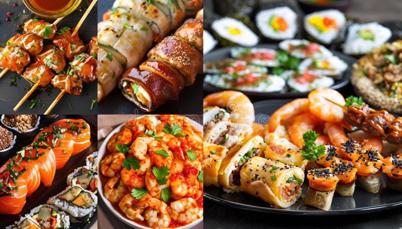 Collage. Assortment of Dishes from Different Countries of the World ...