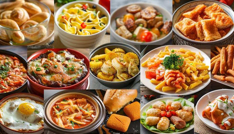 Collage. Assortment of Dishes from Different Countries of the World ...