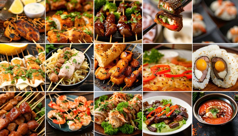 Collage. Assortment of Dishes from Different Countries of the World ...