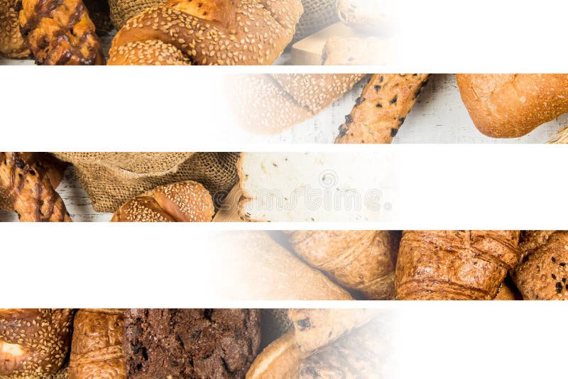 Collage of Bakery Food Close-up for Background Stock Image - Image of ...