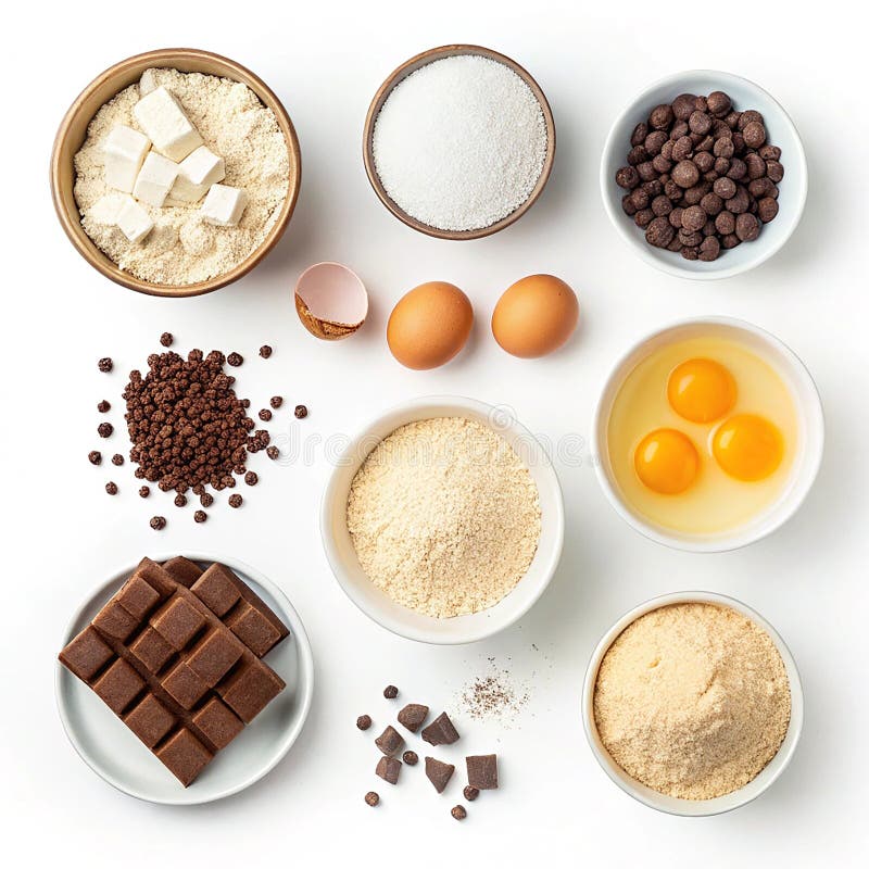 Collage of Baking Ingredient Objects Top View Stock Illustration ...