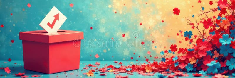 Collage of Ballot Box, Arrow Pointing, Signifying Election Vote ...