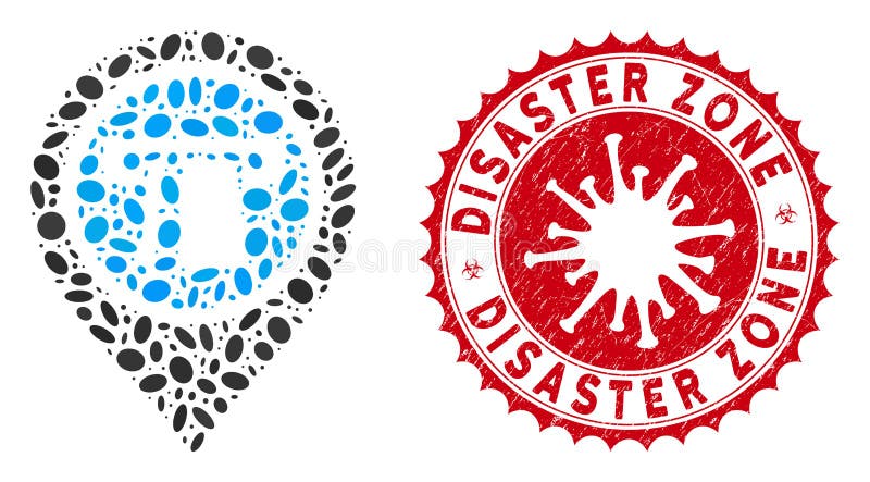 Collage Bank Machine Pointer Icon with Coronavirus Distress Disaster ...