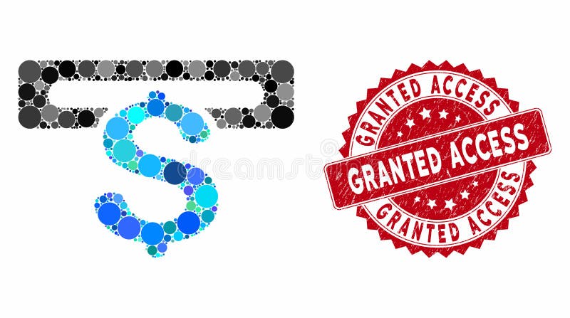 Collage Banking Machine with Distress Granted Access Seal Stock ...