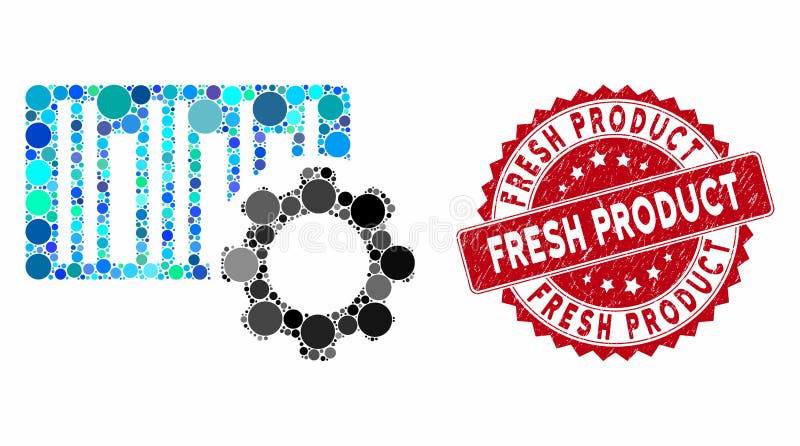 Collage Bar Code Settings with Textured Fresh Product Seal Stock ...