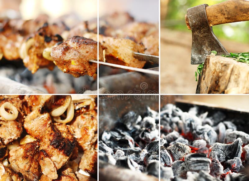 Collage of 7 Barbecue Images Stock Photo - Image of churrasco, barbecue ...