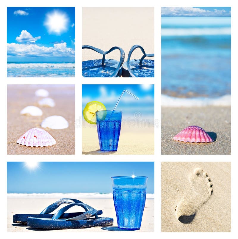 Collage of Beach Holiday Scenes Stock Photo - Image of collage ...