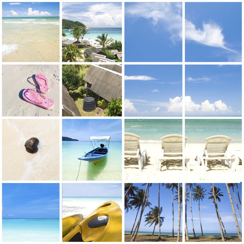 Tropical Sunset Beach Collage Stock Photo - Image of exotic, holiday ...