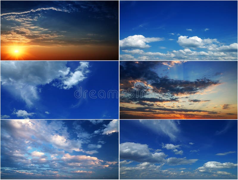 Sunset clouds collage stock image. Image of heaven, nature - 14573775
