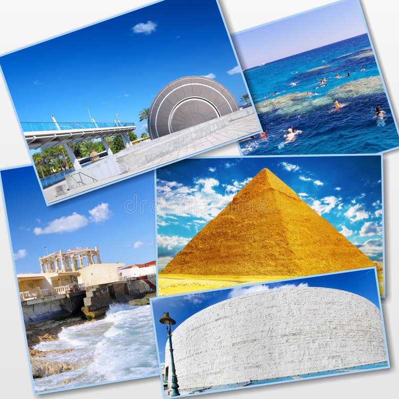 Collage of Beautiful Egypt . Stock Image - Image of landmark, montaza ...