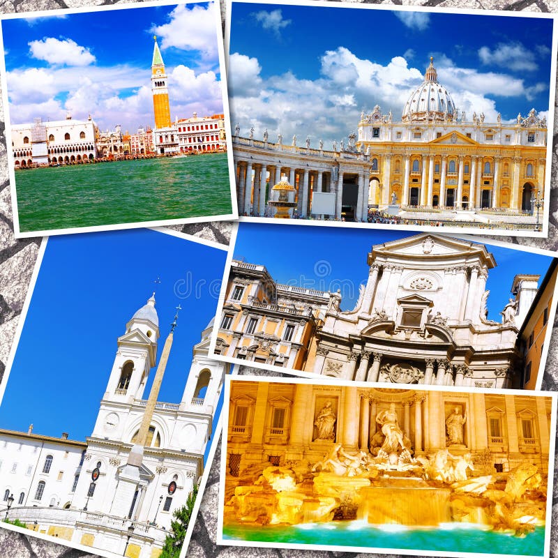 Collage of Beautiful Italy. Stock Image - Image of fountain ...