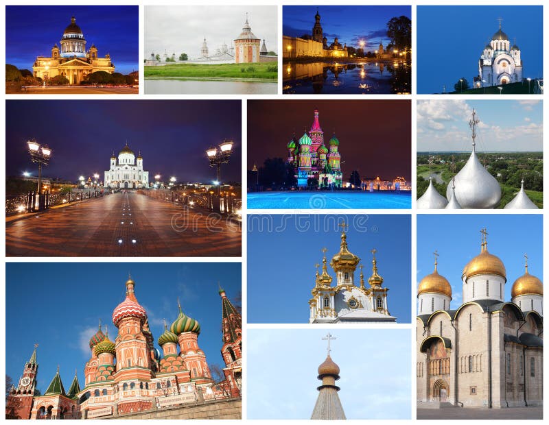 Collage with Beautiful Russian Orthodox Churches, Stock Image - Image ...