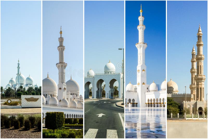 Vacation in UAE Collage. Beautiful Views of the UAE Emirates Stock ...