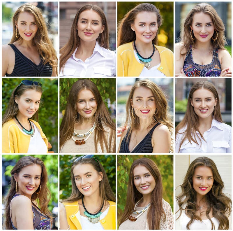 Collage of Beautiful Young Women Stock Photo - Image of head, collage ...