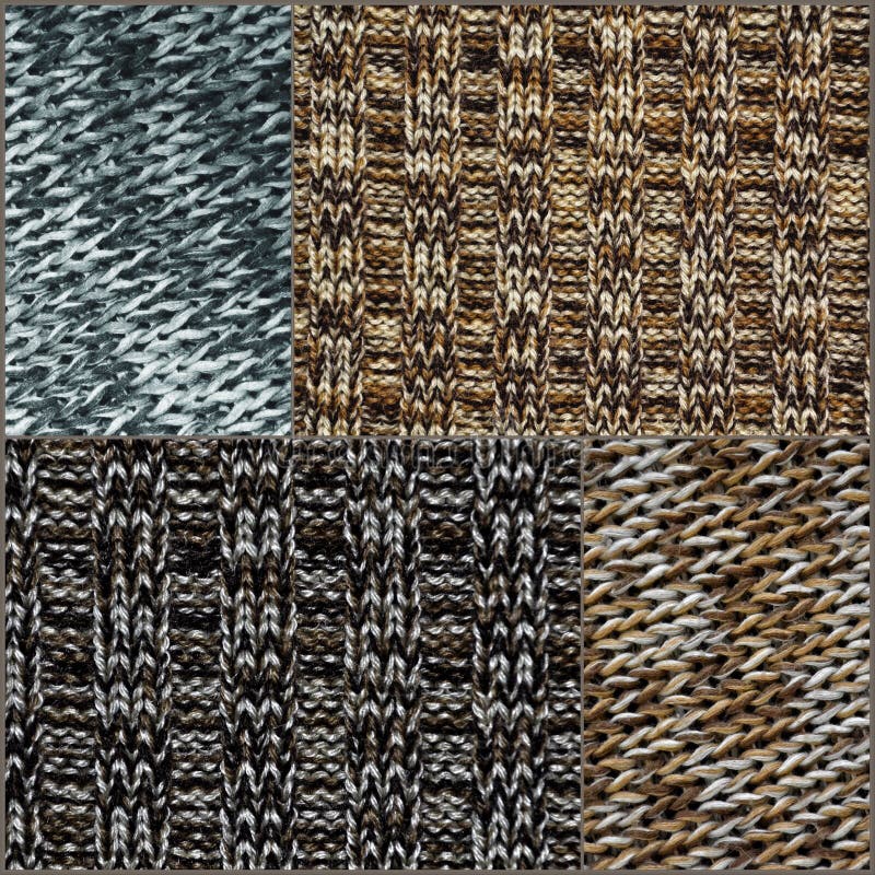Collage of Beige and Brown Squares of Different Knitting Patterns ...