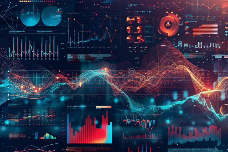 Collage of Big Data Elements and Statistical Charts Stock Illustration ...