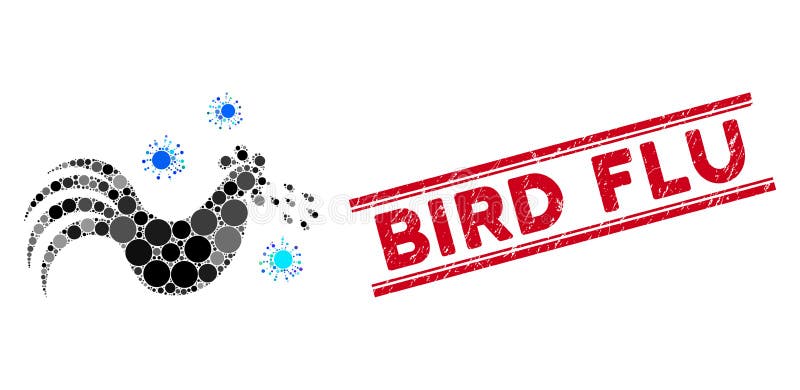 Collage Bird Flu Icon with Textured Bird Flu Line Stamp Stock Vector ...