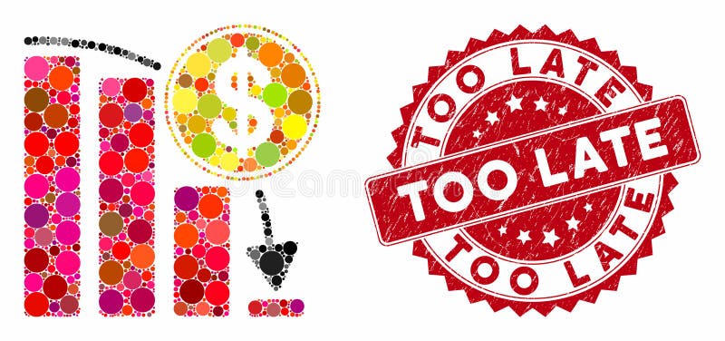 Collage Bitcoin Epic Fail Graph with Textured Too Late Stamp Stock ...