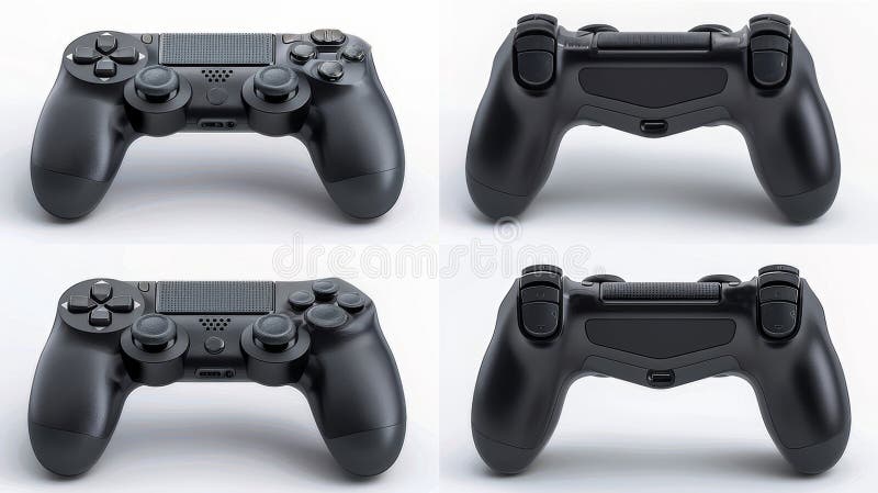 Collage of Black Gaming Controllers on White Background Stock Illustration - Illustration of ...