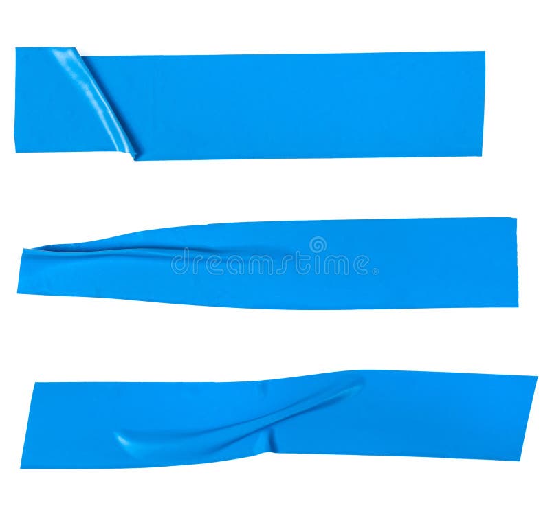 Collage Blue Pieces of Insulating Tape Isolated on a White Background ...