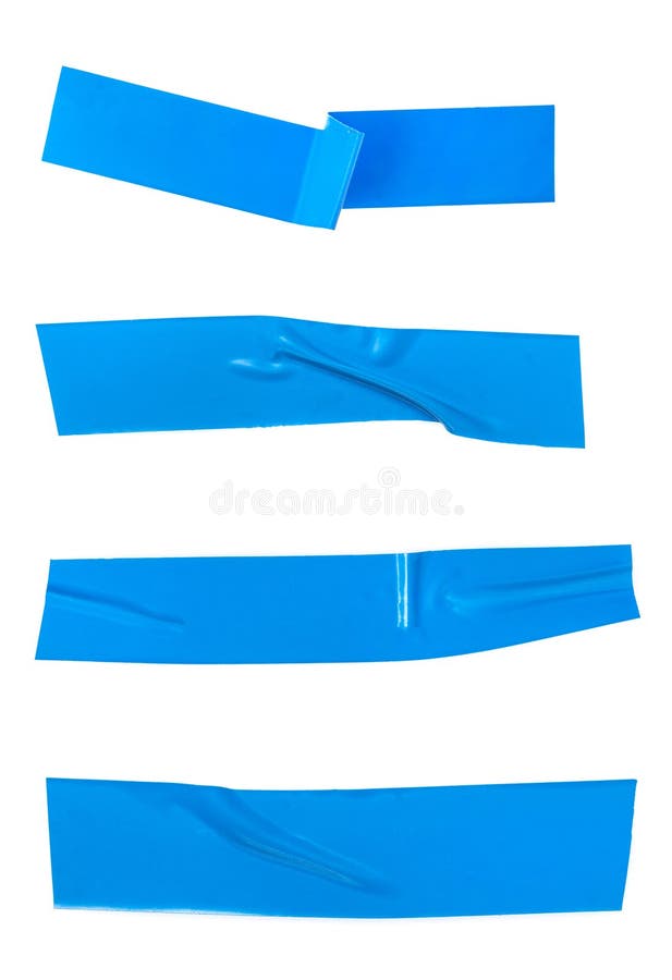 Collage Blue Pieces of Insulating Tape Isolated on a White Background ...