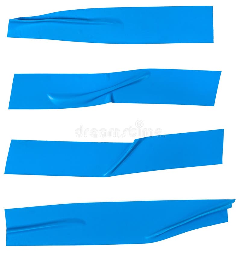 Collage Blue Pieces of Insulating Tape Isolated on a White Background ...