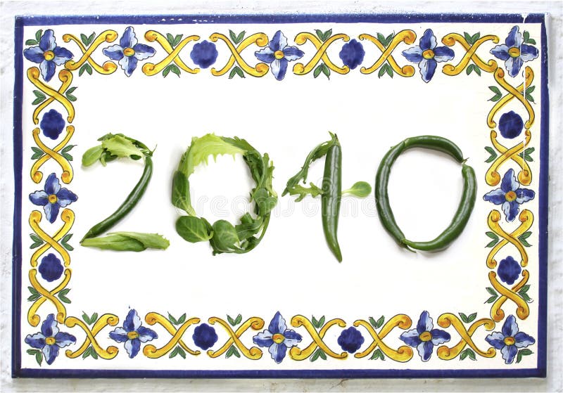 2040 from Green Chili Pepper and Salad, Vegetable Number, Board with ...