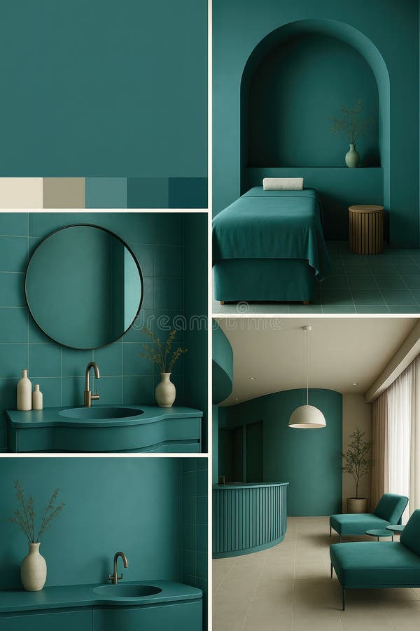 A Collage Board for Luxury Aesthetics SPA in Transformative Teal Color ...